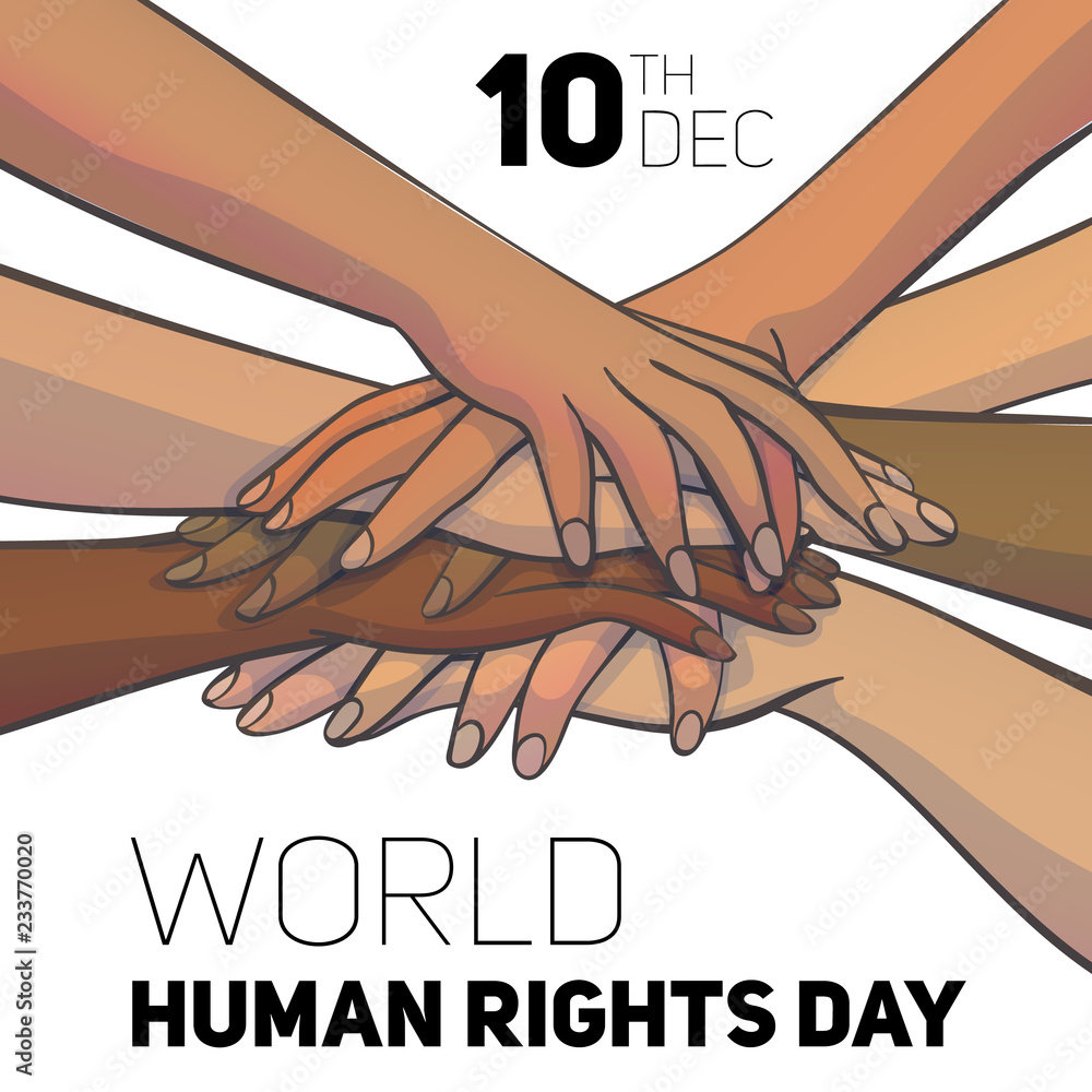 World human rights day concept background. Cartoon illustration of ...