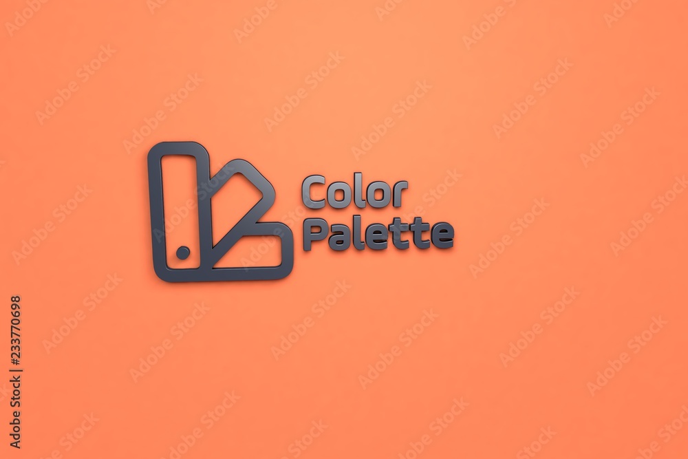 Text Color Palette with dark blue 3D illustration and light red ...
