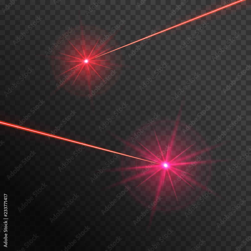Bright red laser rays on a transparent background Stock Vector | Adobe ...