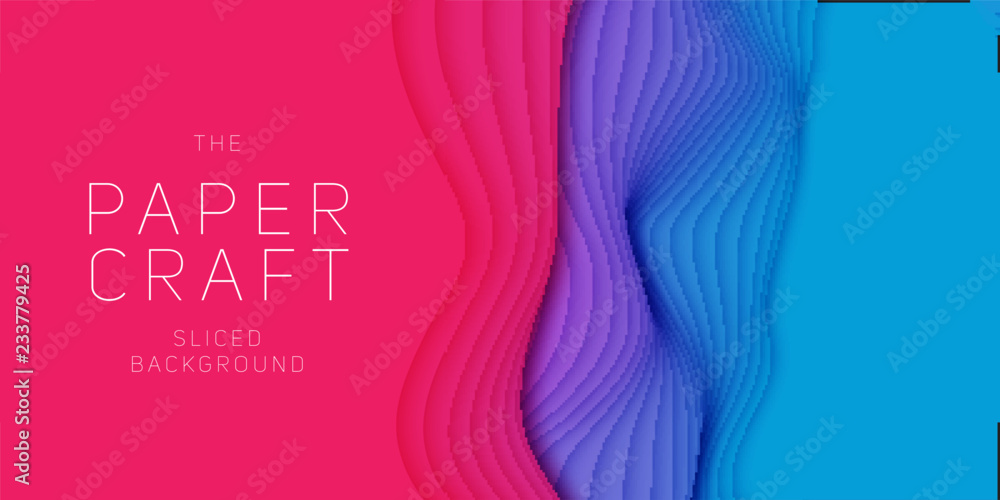 Vector 3D abstract background with paper cut neon shape. Colorful ...