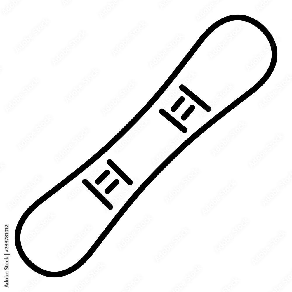 Snowboard icon. Outline snowboard vector icon for web design isolated ...