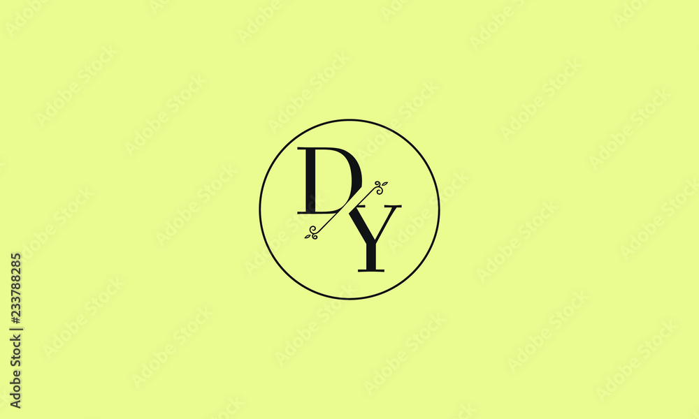 LETTER D AND Y MONOGRAM LOGO WITH CIRCLE FRAME FOR LOGO DESIGN OR ...