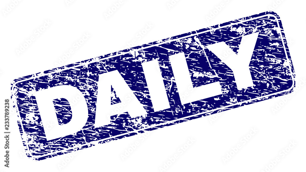 DAILY stamp seal print with distress style. Seal shape is a rounded ...