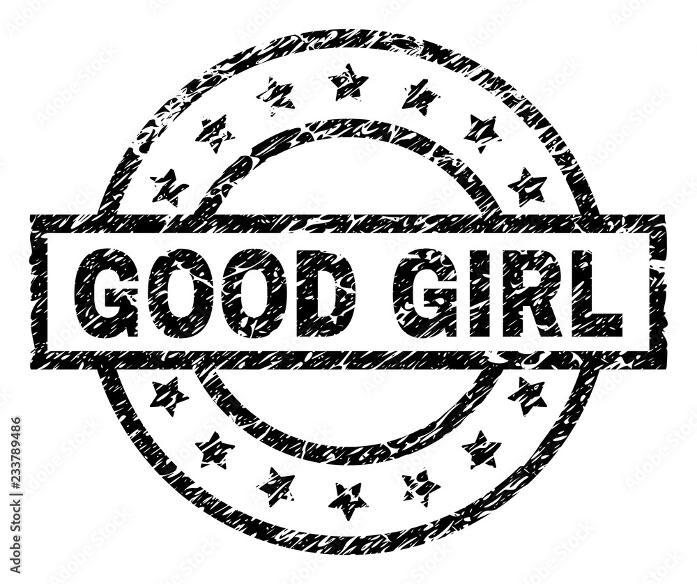 GOOD GIRL stamp seal watermark with distress style. Designed with ...