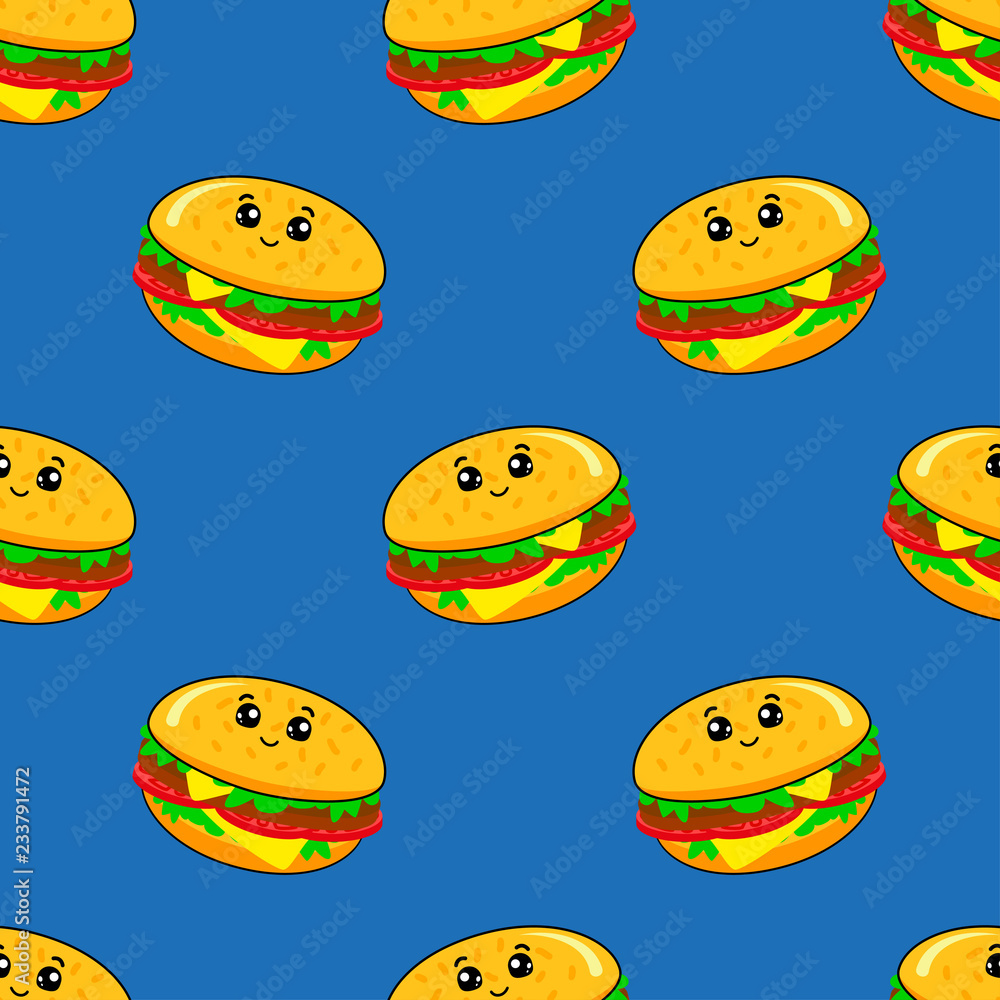 Abstract seamless burger pattern for girls or boys. Creative vector ...