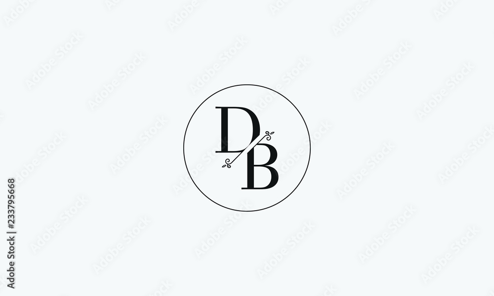 LETTER D AND B MONOGRAM LOGO WITH CIRCLE FRAME FOR LOGO DESIGN OR ...