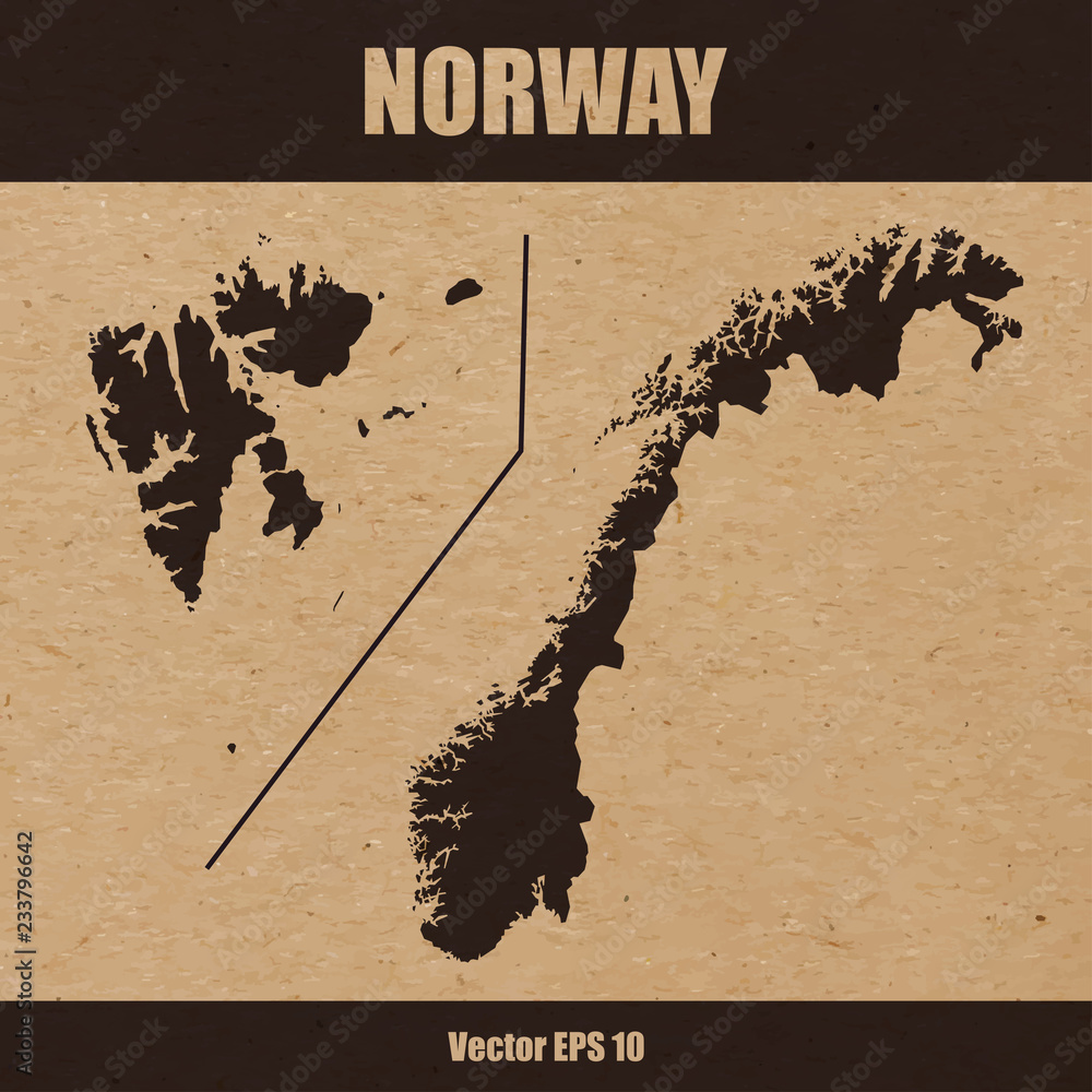 Detailed map of Norway on craft paper background Stock Vector | Adobe Stock