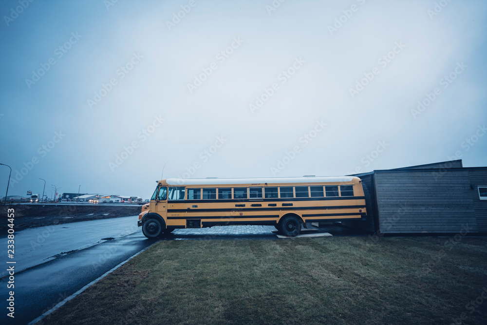 Image of abandoned school bus not working. Stock Photo | Adobe Stock