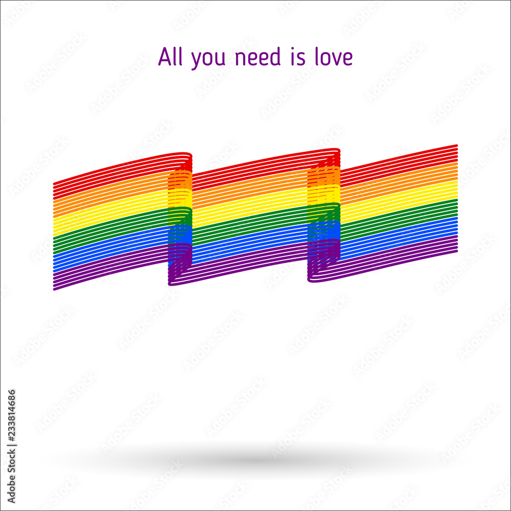 LGBT culture flag ribbon on white background. Wave lines ribbon vector ...