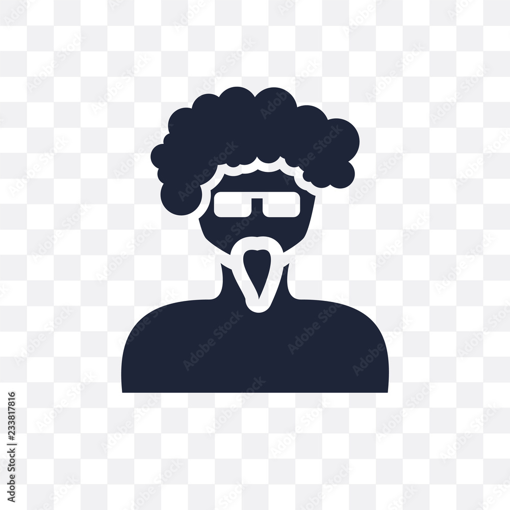 Man face with glasses and goatee transparent icon. Man face with ...