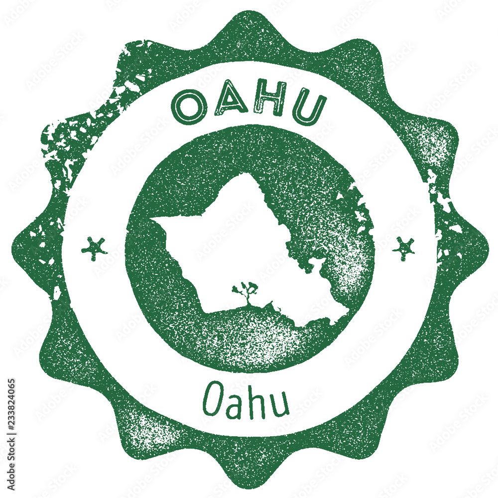 Oahu map vintage stamp. Retro style handmade label, badge or element ...