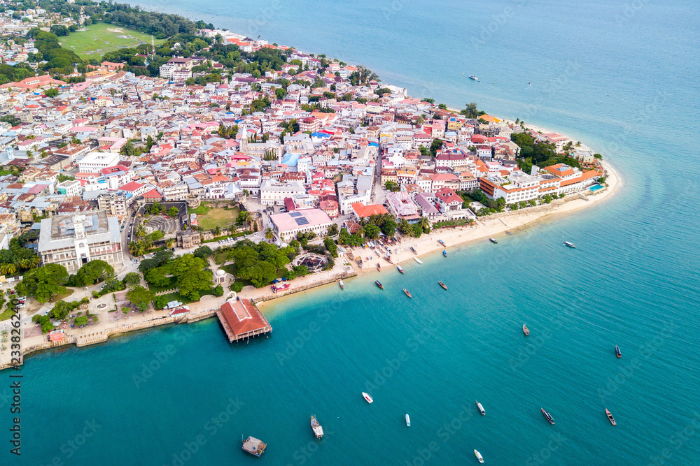 Stone Town, old colonial center of Zanzibar City. House of Wonders. Old ...