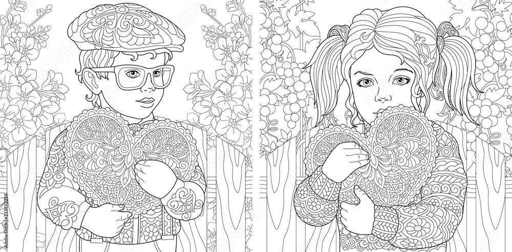 Love Coloring Pages Stock Vector | Adobe Stock