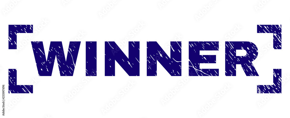 WINNER text seal print with corroded style. Text caption is placed ...