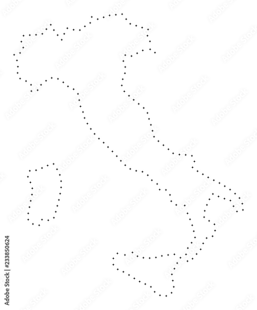 Vector stroke dot Italy map in black color, small border points have ...