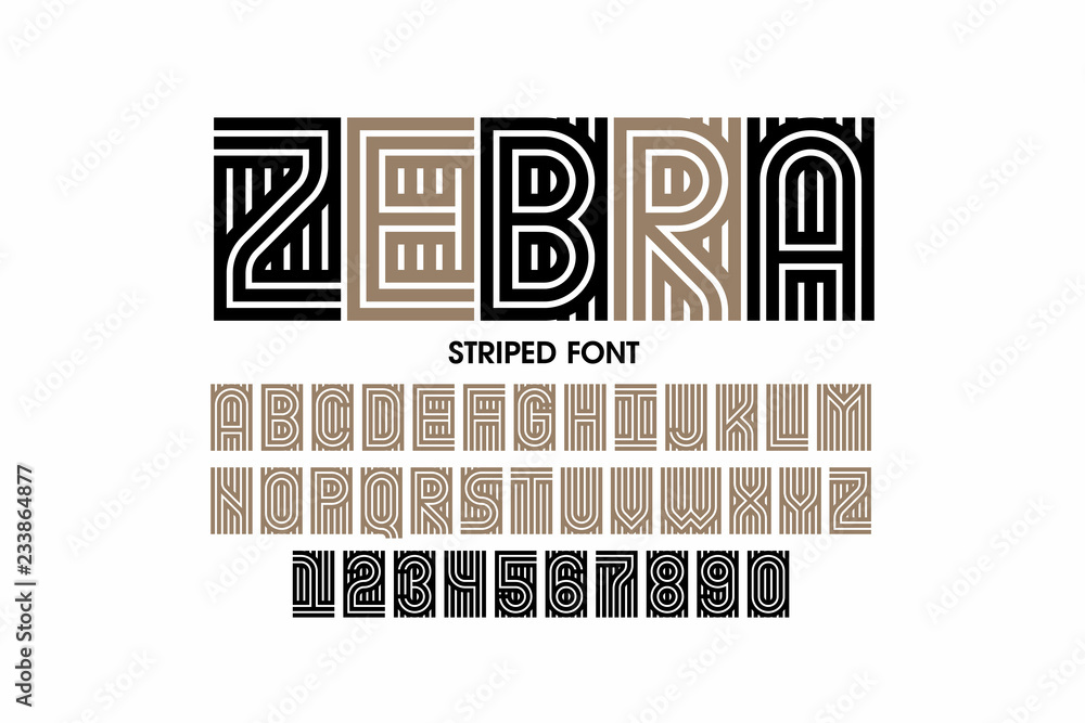 Striped font design, alphabet letters and numbers Stock Vector | Adobe ...