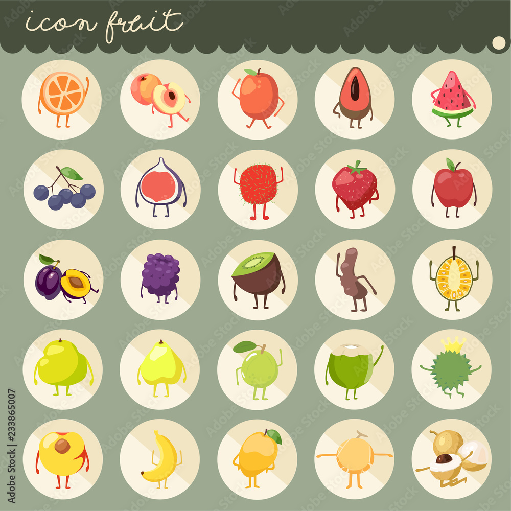 25 set Basic Flat design, colors of fruits vector collections, Set of ...