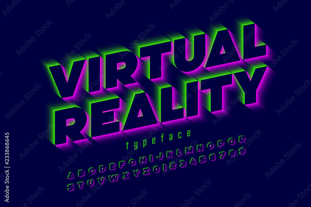 Modern font, virtual reality, alphabet letters and numbers Stock Vector ...