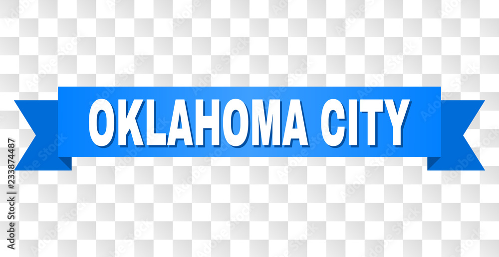 OKLAHOMA CITY text on a ribbon. Designed with white caption and blue ...