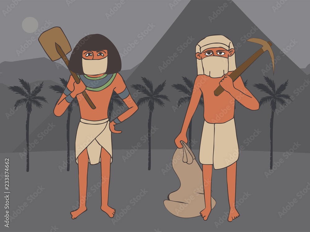 tomb robbers in ancient egypt cartoon Stock Vector | Adobe Stock