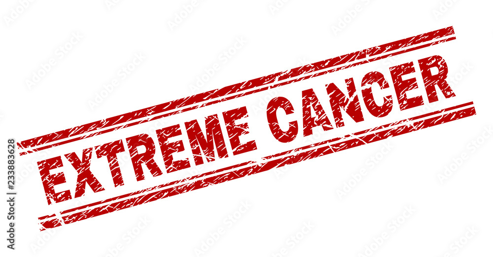 EXTREME CANCER seal print with corroded effect. Red vector rubber print ...