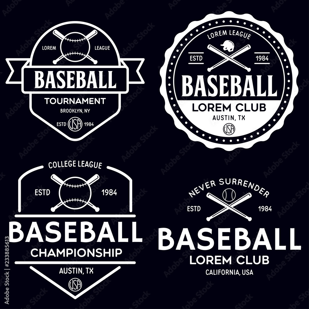 Set of vintage baseball typography emblems, sports logos and design ...