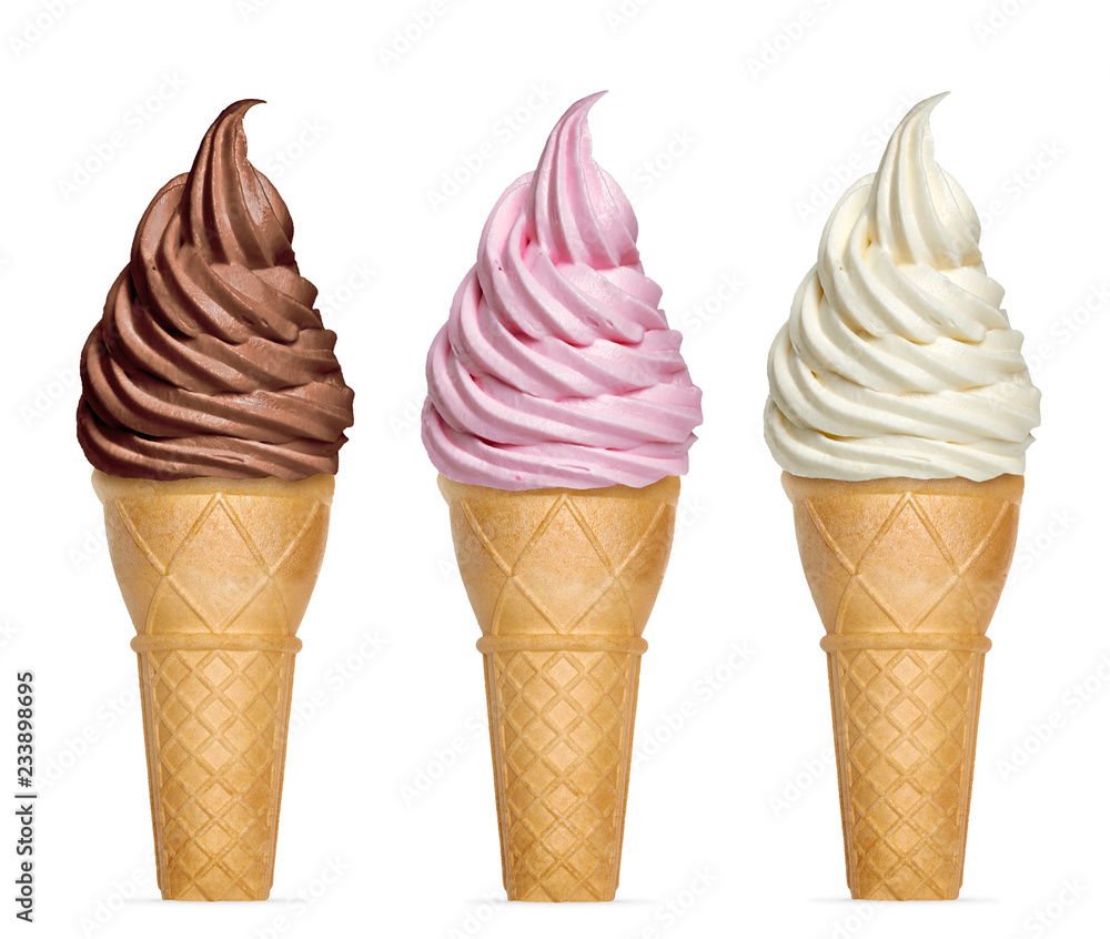 Strawberry Soft Serve Ice Cream Cone