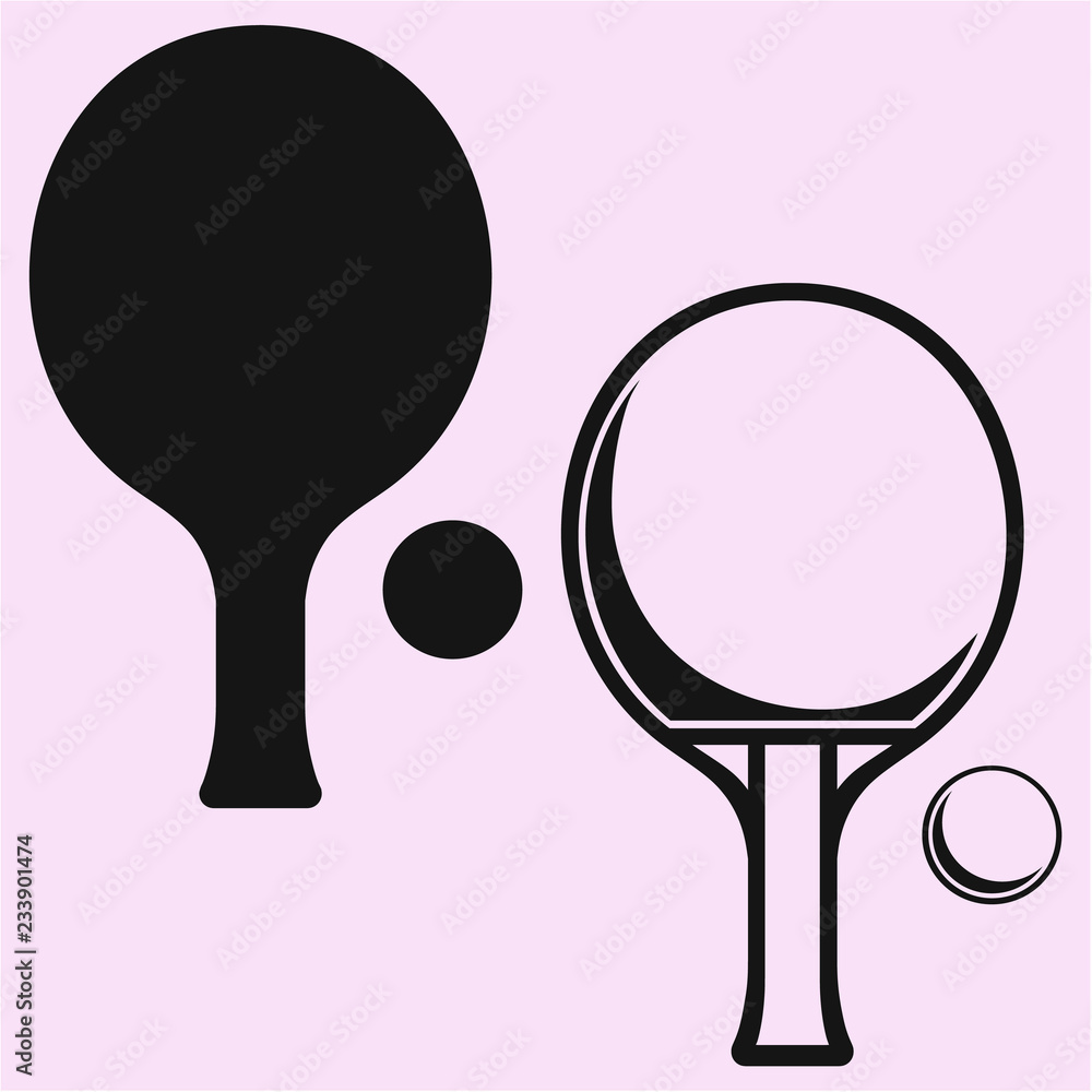 Ping Pong, table tennis rackets vector silhouette Stock Vector | Adobe ...