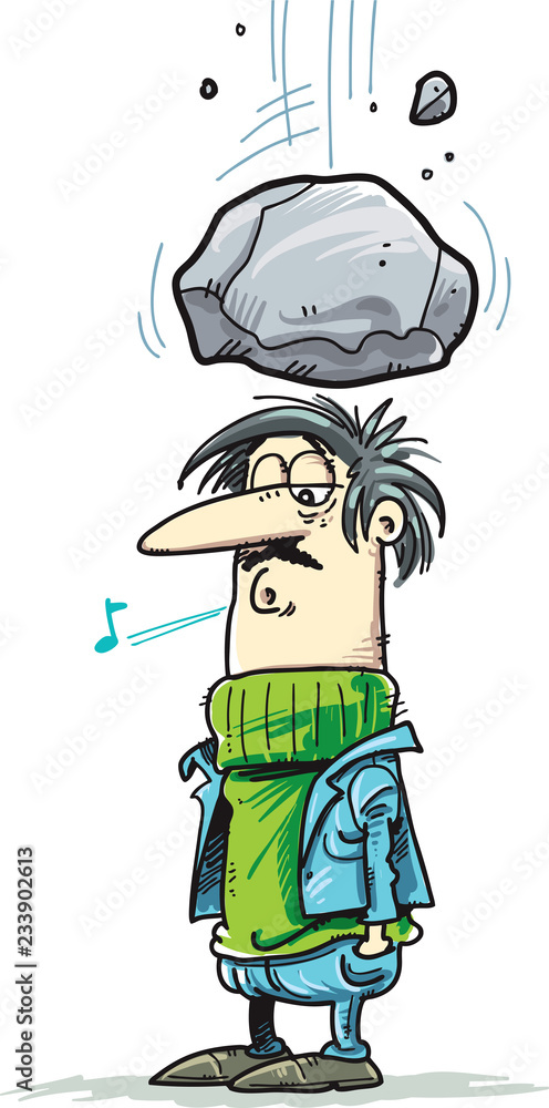 falling stone on the man Stock Vector | Adobe Stock
