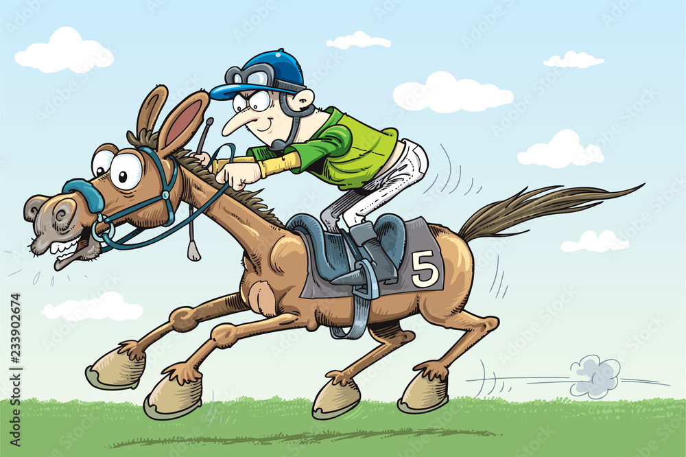 jockey, riding a horse Stock Vector | Adobe Stock
