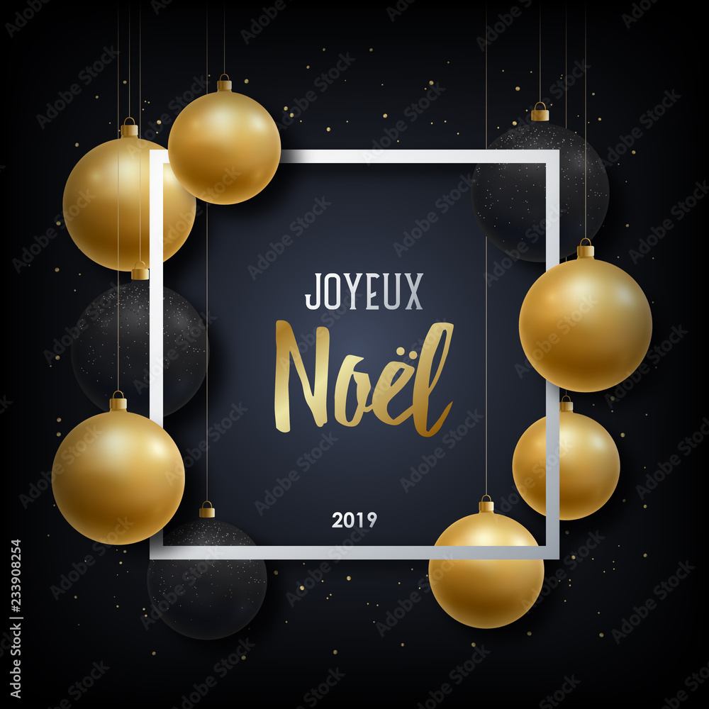 Greeting banner with french inscription Joyeux Noel - Merry Christmas ...