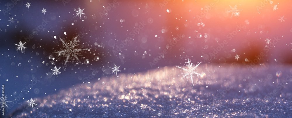 Winter snow background, blue color, snowflakes, Winter snow background ...