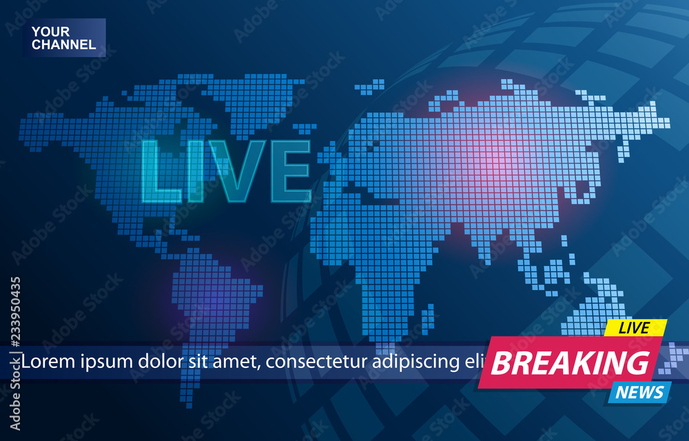 Breaking News Live Broadcasting Television Screen Background Stock ...