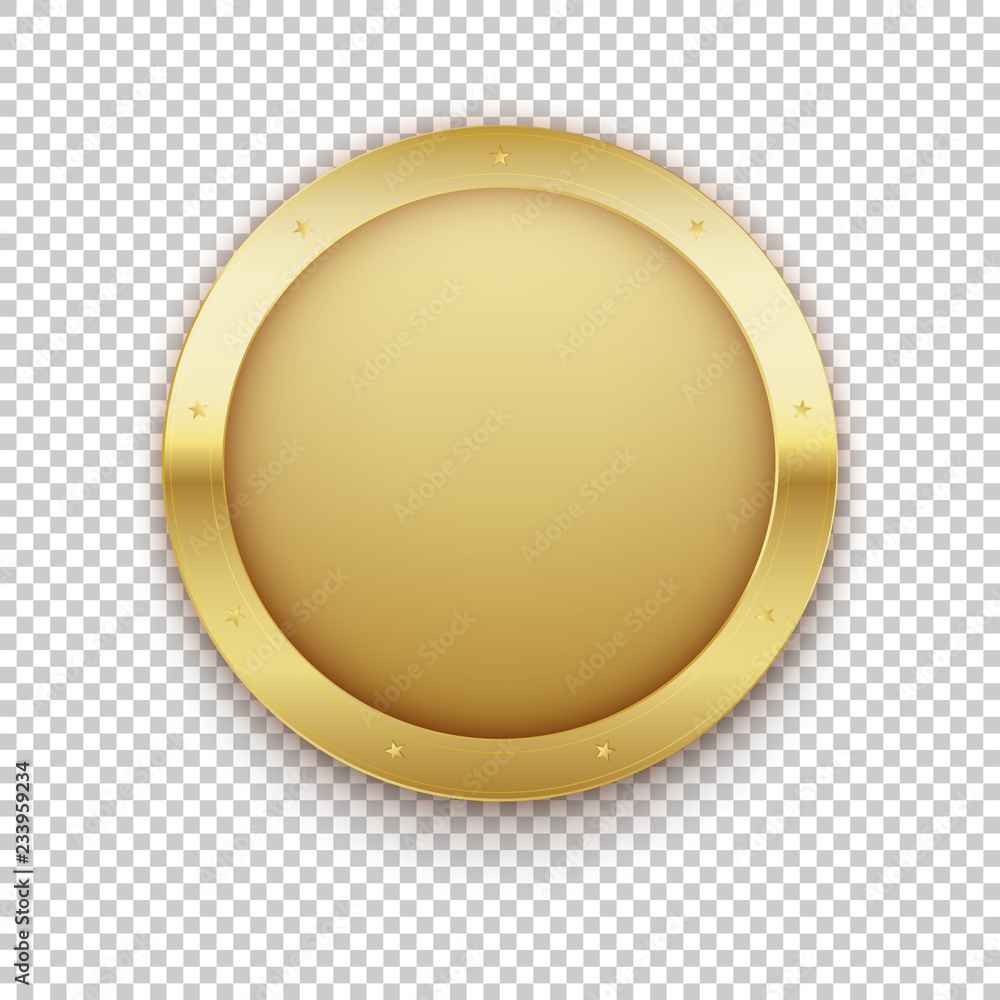 Empty gold coin isolated on transparent background. Stock Vector ...