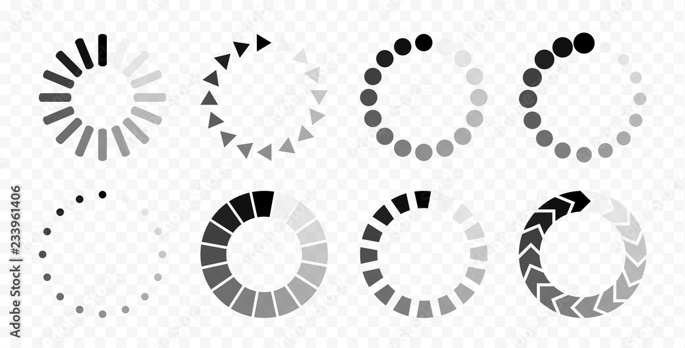 Download signs pack 8 in 1 on transparent background. Load icon. Data ...