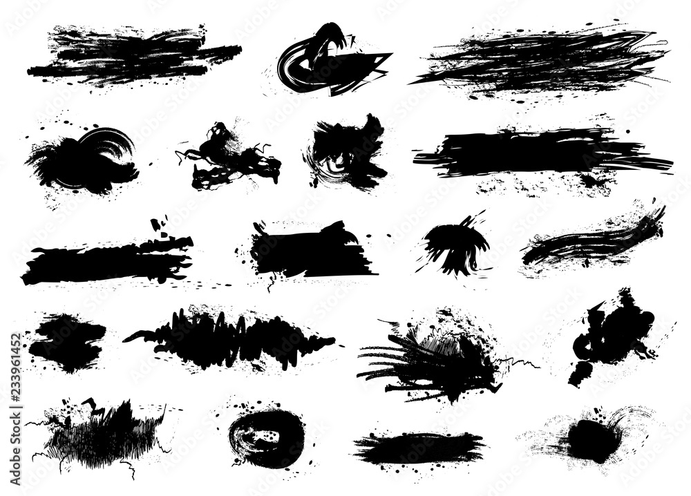 Ink splash spots big set isolated on white. Vector illustration Stock ...