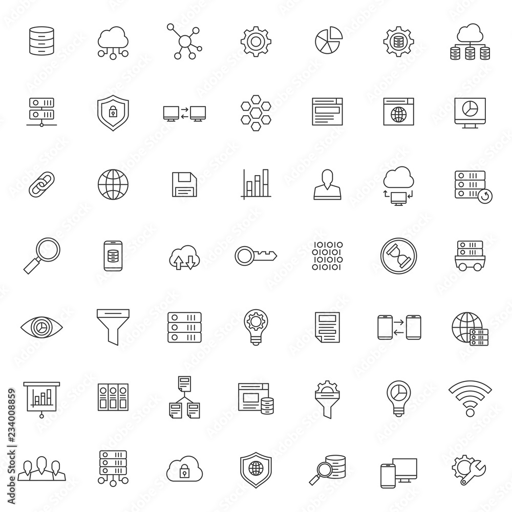 big set of big data icon with simple outline and modern style, editable ...