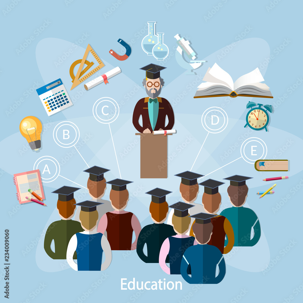 Education concept. Teacher professor lecture international students ...