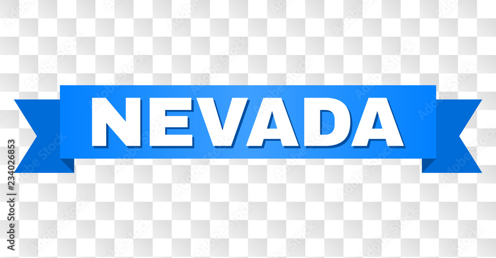 NEVADA text on a ribbon. Designed with white caption and blue stripe ...