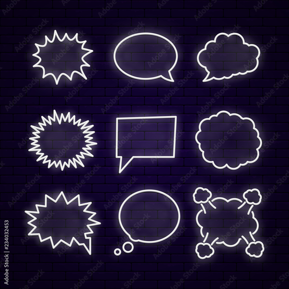 Neon speech bubbles Stock Vector | Adobe Stock