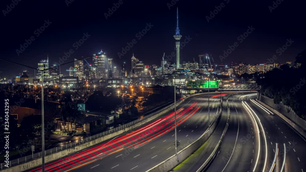 Video „Timelapse of busy highway in Auckland, New Zealand at night with ...