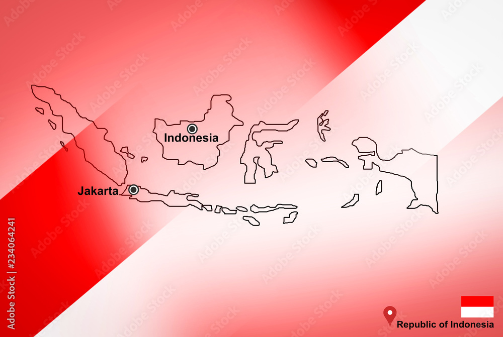 Indonesia map and Jakarta with location map pin and Indonesia flag on ...