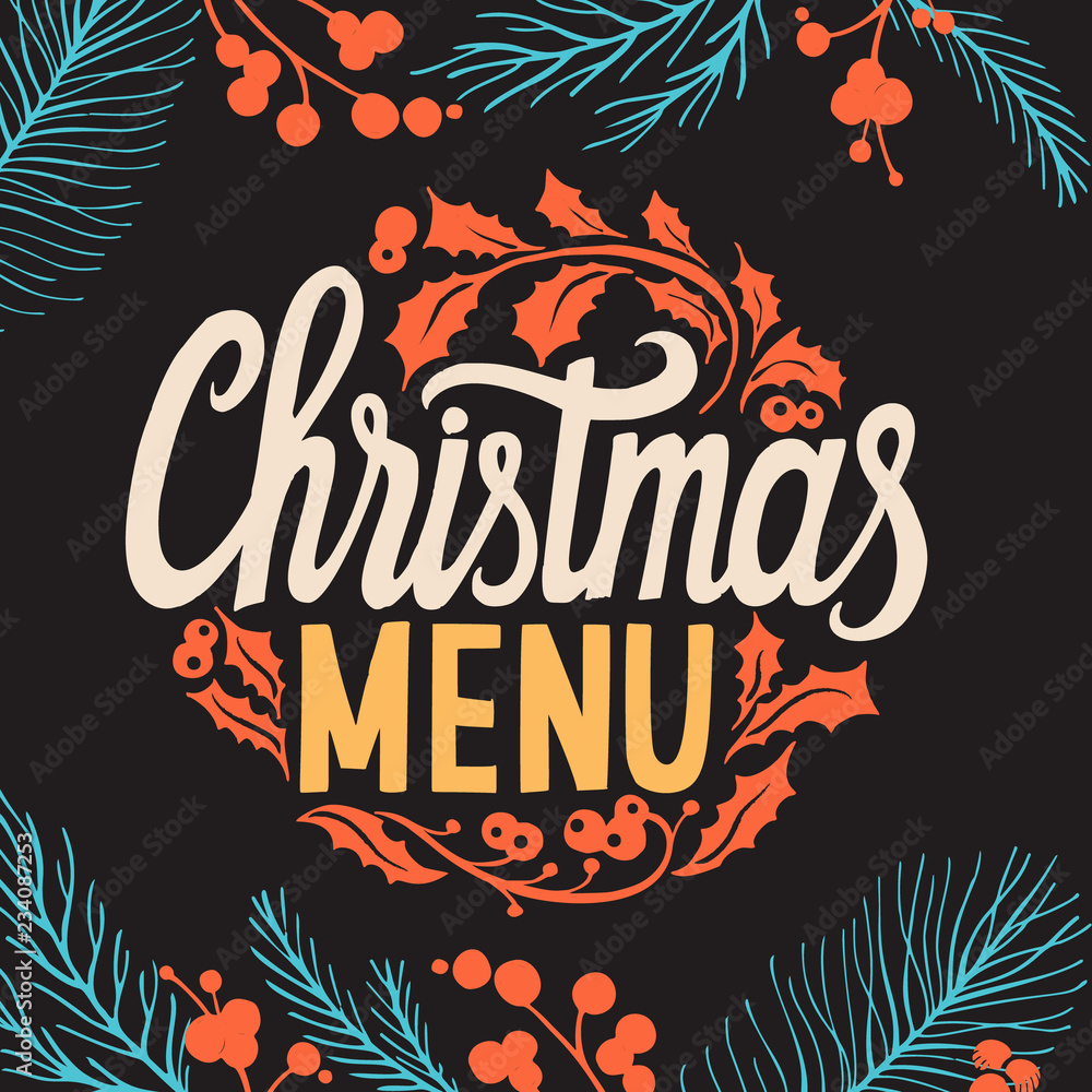 Christmas menu template for restaurant and cafe on a blackboard Stock ...