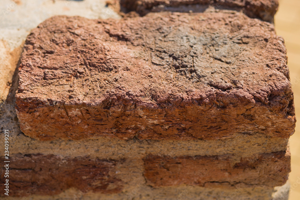 Clay bricks, from ancient buildings. Excavation of the civilization of ...
