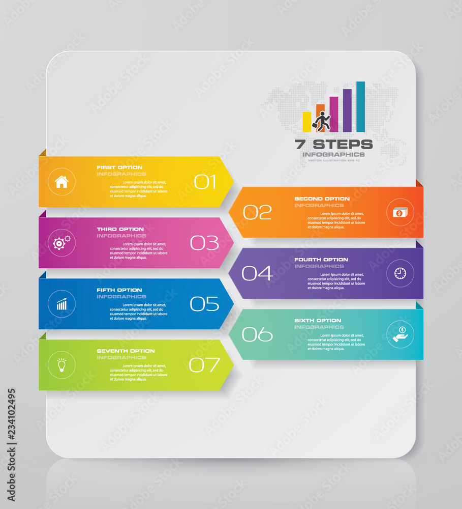 7 steps Timeline infographic element. 7 steps infographic, vector ...