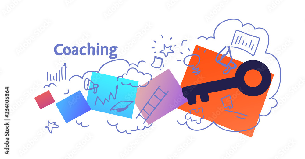 business training corporate coaching concept sketch doodle horizontal ...