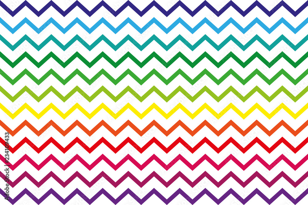 background of rainbow colored zig zag stripes on white background Stock ...
