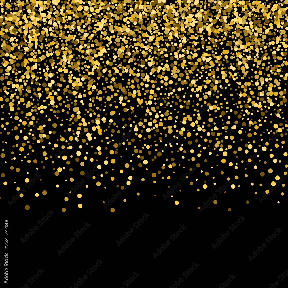 Gold confetti rain festive holiday background. Vector golden paper foil ...