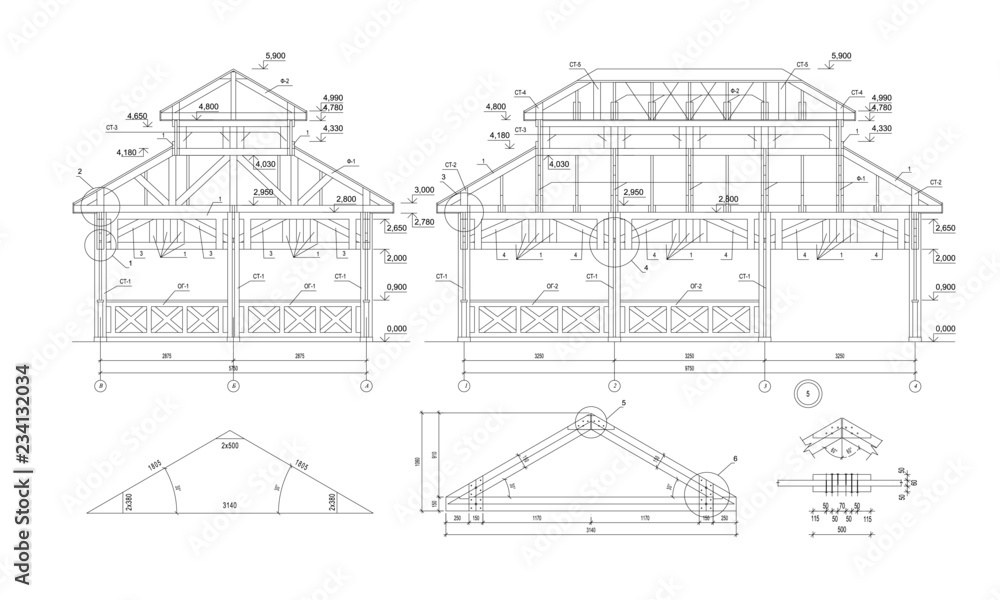 Detailed achitectural drawing of swimming pool enclosure. Vector ...