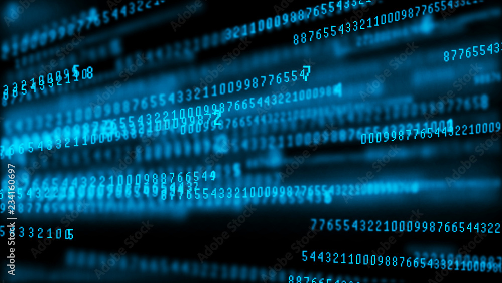 Digital background matrix. Data packets. Binary computer code. Hacker ...